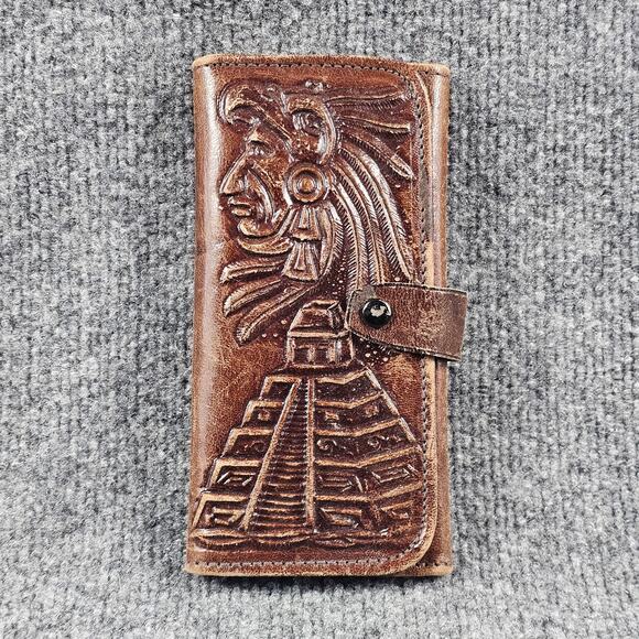 Unknown | Bags | Vintage Leather Wallet Indian Pyramid Native American ...